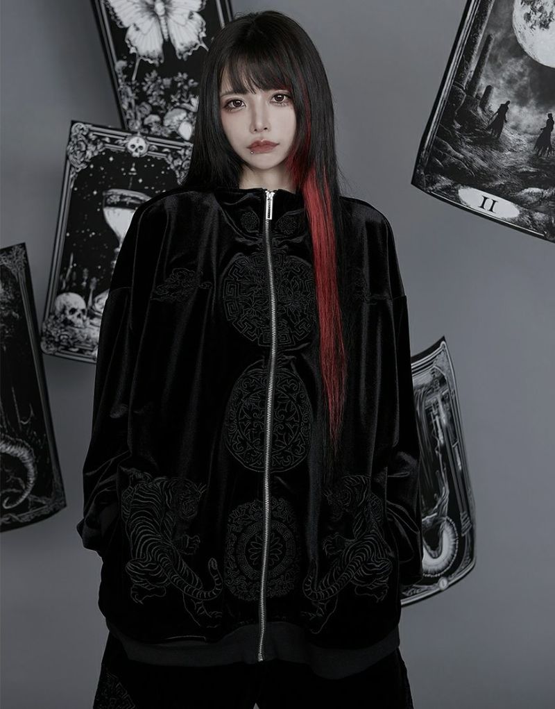 ililil【イルイルイル】和柄刺繍ベロアトラックジャケット/全1色