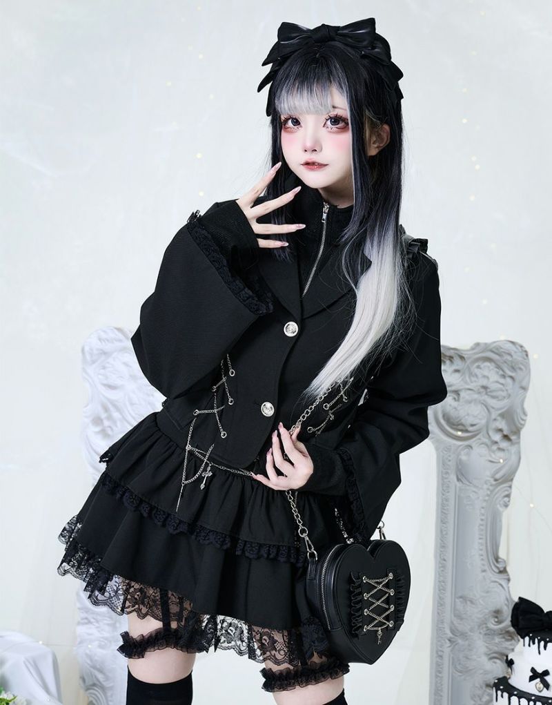 ililil【イルイルイル】おめかし地雷ちゃんチェーンあみあみジャケット/全1色